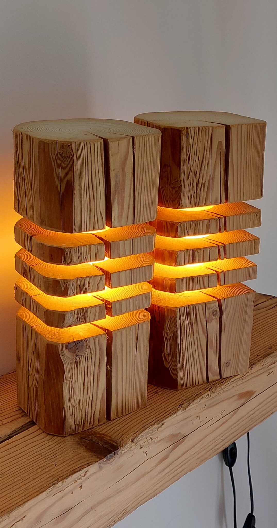 Nachttischlampe Holz Vintage